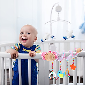 Civaner Newborn Car Seat Toys Stroller Toys for Baby 0-6 Months Infant Activity Spiral Plush Toys Hanging Car Seat Crib Toy for Boy Girls Spiral Hanging Plush Toy Baby Shower Thank You Gift(Delicate)