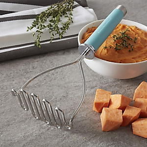 KitchenAid Gourmet Stainless Steel Wire Masher, 10.24-Inch, Aqua Sky