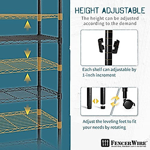 Fencer Wire NSF Adjustable Height Wire Shelving w/Liner & Wheels, Rolling Basement Storage Shelving, Metal Storage Shelving, Garage Shelving Storage Organizer, Utility Shelf, w/Liner, 4-Tier Silver