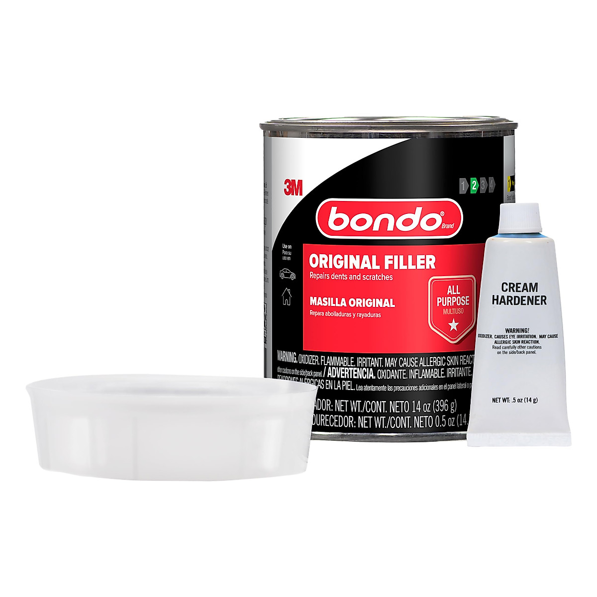 Bondo Body Filler, Original Formula for Fast, Easy Repair & Restoration of your Vehicle, 00261, Filler 14 oz and 0.5 oz Hardener, 1 Can