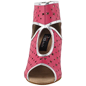 Very Fine Women's Salsa Ballroom Tango Dance Shoes CD3022 Bundle with Shoe Brush, Peach & Silver 8.5 M US 3"