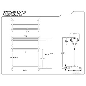 Kingston Brass SCC2288 Pedestal Y-Type Towel-Rack, Brushed Nickel