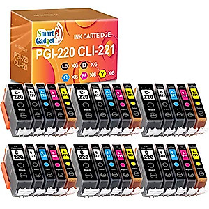 [30 Pack] Smart Gadget Compatible Ink Cartridge Replacement for Canon PGI-220 PGI220 CLI-221 CLI221 | Use with PIXMA MX870 MX860 MP560 Printers | 6 Large Black 6 Small Black 6 Cyan 6 Magenta 6 Yellow