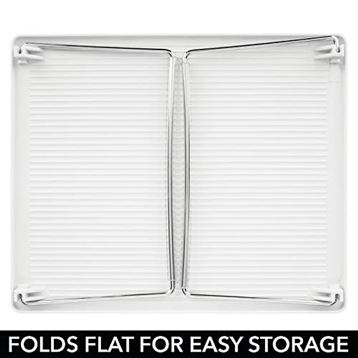 mDesign Metal Stacking Storage Organization for Shelves Inside Closet in Bedroom, Bathroom, Hall, or Entryway - Organizer Stand for Clothing, Linen, Household Items, Ligne Collection, 2 Pack, White