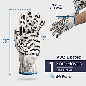 FMP Brands 24 Pairs Safety Cotton Work Gloves with Grip Double Sided Dot Machine Knit Gloves