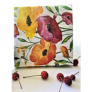20-ct 13x13 Decorative Napkins for Decoupage Orange Poppy Napkins Mother's Day Floral Napkins Father's Napkins Decorative Paper Napkins Disposable Pretty Flower Lunch Cocktail Napkins Aquarell Poppy