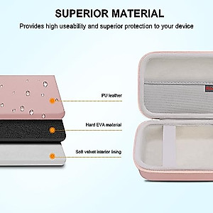 Elonbo Hard Carry Case for Fujifilm Instax Mini Link 2 / Fujifilm Instax Mini Link Smartphone Printer, Instant Photo Printer Travel Protective Case, Extra Mesh Pocket Fits Film Charger, Rose Gold