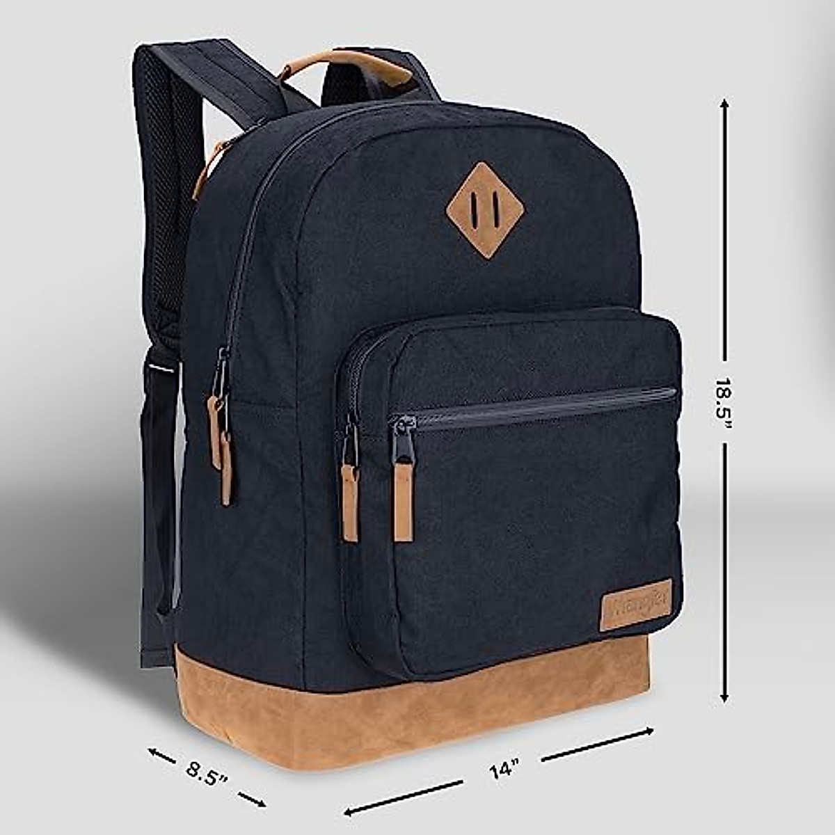 Wrangler Yellowstone Sturdy Backpack for Travel Classic Logo Water Resistant Casual Daypack for Travel with Padded Laptop Notebook Sleeve (Black Corduroy)