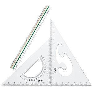 Mr. Pen Architectural Triangular Ruler Set with 12 Inch Triangular Scale, 11 Inch 30/60 and 8 Inch 45/90 Triangles
