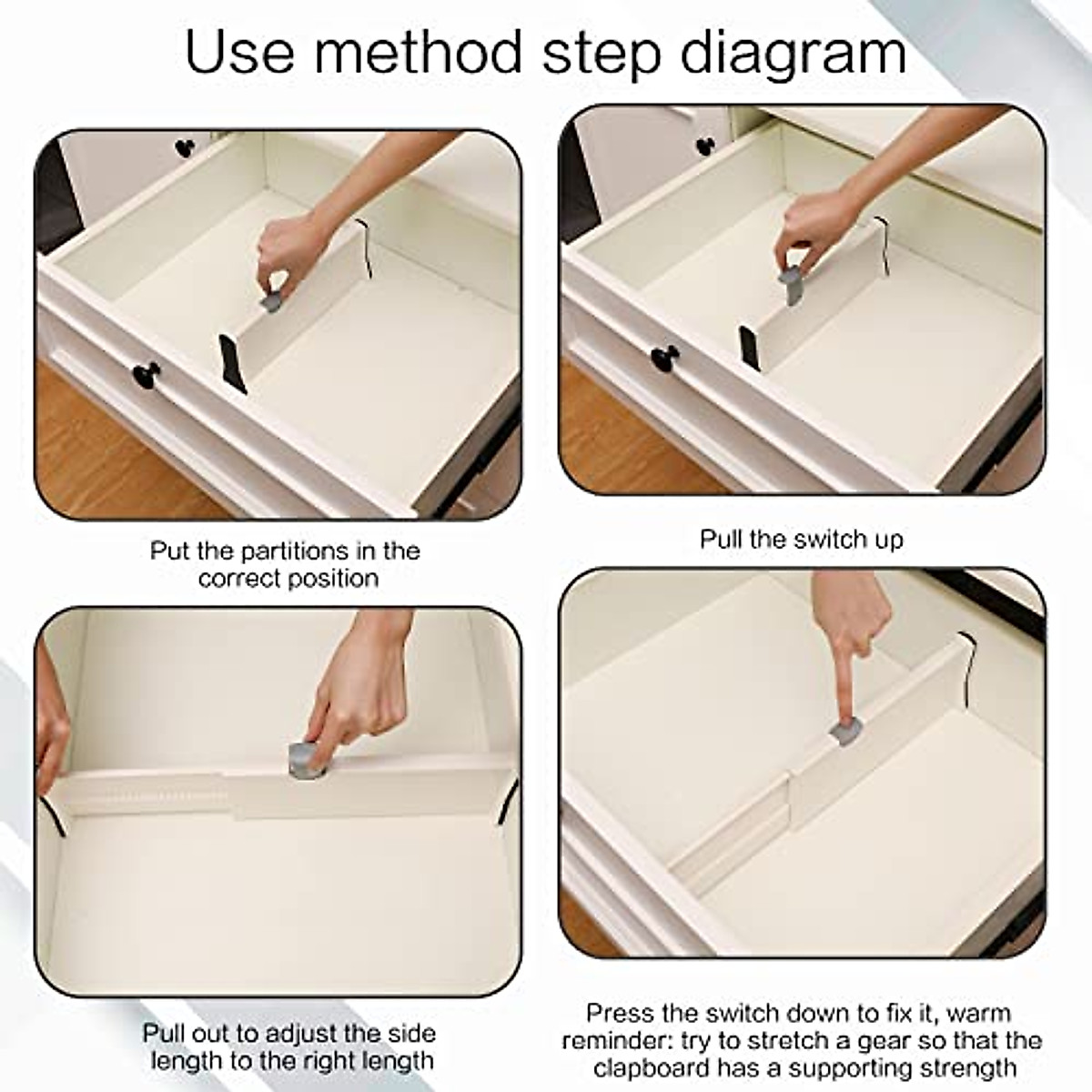 20 Pack Adjustable Drawer Divider Organizers 4'' High Expandable 11-17'' Dresser Drawer Separators Plastic Drawer Organizers Drawer Dividers for Clothes Organization Office Bedroom Bathroom (Beige)