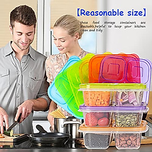 Bercoor Set of 6 Bento Snack Boxes, Meal Prep Container, 4 Compartments Leakproof Food Prep Containers for School, Work and Picnic