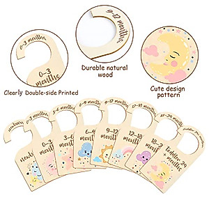 Baby Closet Dividers, 8 Pcs Double-Sided Wooden Baby Clothes Organizer from Newborn to 24 Month, Baby Clothes Dividers for Baby Room, Nursery, Daycare Wardrobe