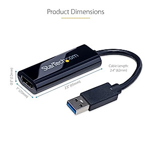 StarTech.com USB 3.0 to HDMI Adapter, USB to HDMI Monitor Converter for Windows, 1080P (No Support for macOS/ChromeOS/Linux)