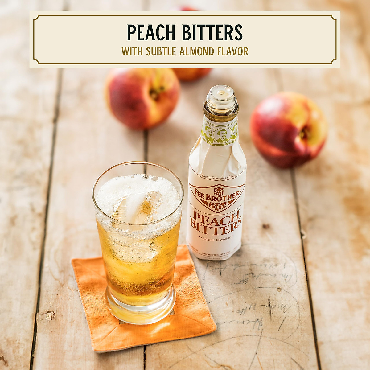 Fee Brothers Peach Cocktail Bitters - Aromatic Cocktail Mixer & Concentrated Flavoring, Gluten Free, Vegan-Friendly, 5 fl oz