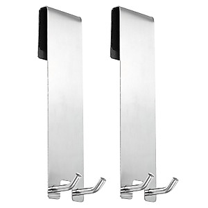 uxcell 2 Pcs Shower Door Hooks, 7.1 Inch Stainless Steel Extended Over Door Hooks Glass Door Hook Shower Towel Hooks for Frameless Glass Shower Door, Silver