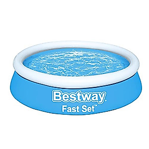 Bestway Fast Set 6 Foot x 20 Inch Round Inflatable Above Ground Outdoor Swimming Pool with 248 Water Capacity and Repair Patch, Blue (Pool Only)