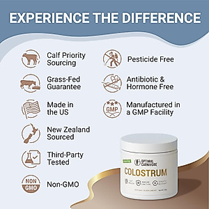 Grass Fed Colostrum Powder, Unflavored Bovine Colostrum for Humans, Colostrum Supplement Powder for Gut Health, Immune Support & Muscle Recovery, 120 grams, Colostrum Powder Grass Fed