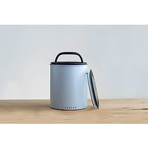 Airscape Kilo Coffee Storage Canister & Scoop Bundle - Large Food Container - Patented Airtight Lid 2-Way Valve Preserve Food Freshness, 2.2 lb Dry Beans (Large Kilo, Matte Gray & Brushed Steel Scoop)