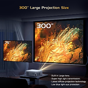 Projector with WiFi and Bluetooth 5.1, 2023 Upgraded 9000 Lux 1080P Full HD Supported, Portable Outdoor Projector Mini Projector Compatible with Smartphone HDMI USB AV AUX VGA