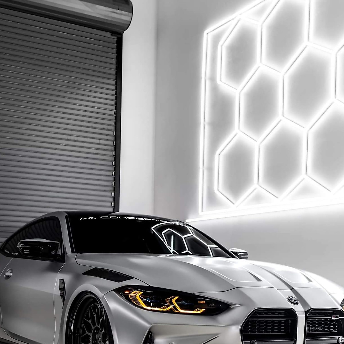 TRON Auto Lab 9X (Nine) Hexagon LED Light Kit, with Border Upgrade, Grid Series, Super Bright Daylight White 6500K, TRON-HEX-LIGHT-KIT-9XB