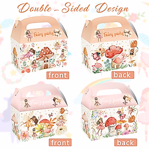 CIEOVO 24 Pack Fairy Party Cardboard Treat Box Cute Fairy Birthday Party Favor Boxes Goody Treat Boxes for Floral Fairies Theme Birthday Baby Shower Supplies