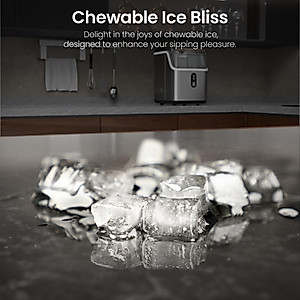 Kismile Nugget Ice Makers Countertop,Pebble Ice Maker Machine with Chewable Ice, 35lbs/Day,One-Click Operation,Self-Cleaning Countertop Ice Machine,Pellet Ice Maker Countertop for Home/Kitchen/Office