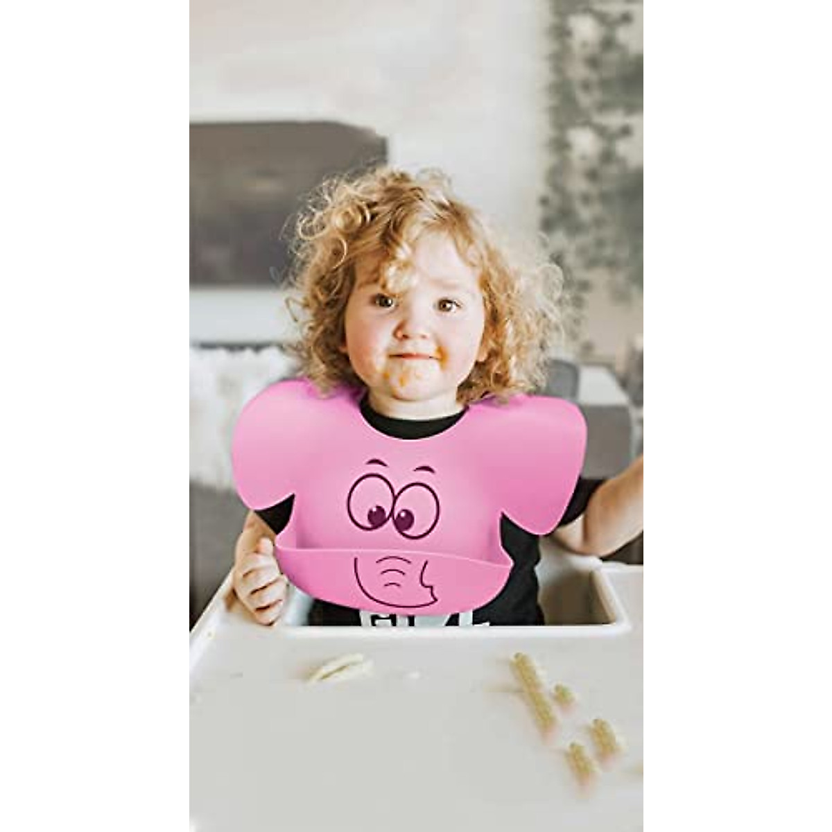 Elephant Silicone Bibs for Babies(2-Pack) Waterproof Bibs,Silicone Bibs with Food Catcher,Baby Bibs for Boy,Baby Girl Bibs (pink)