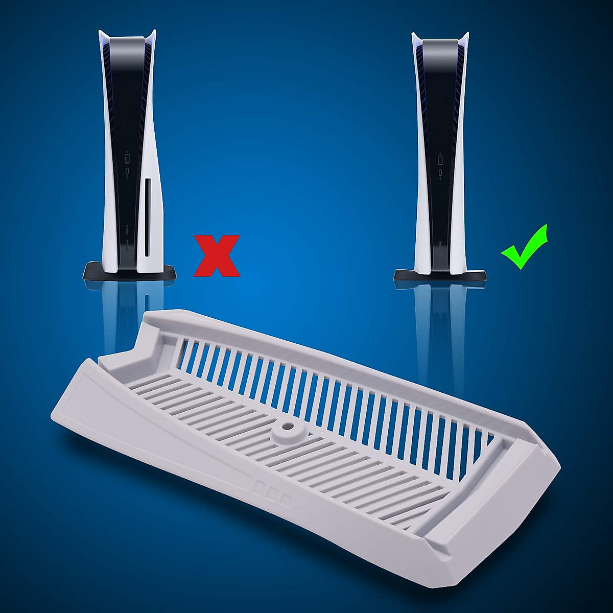 HEATFUN PS5 Digital Stand Vertical, PS5 Vertical Stand Digital Edition Built-in Cooling Vents and Non-Slip Feet - White