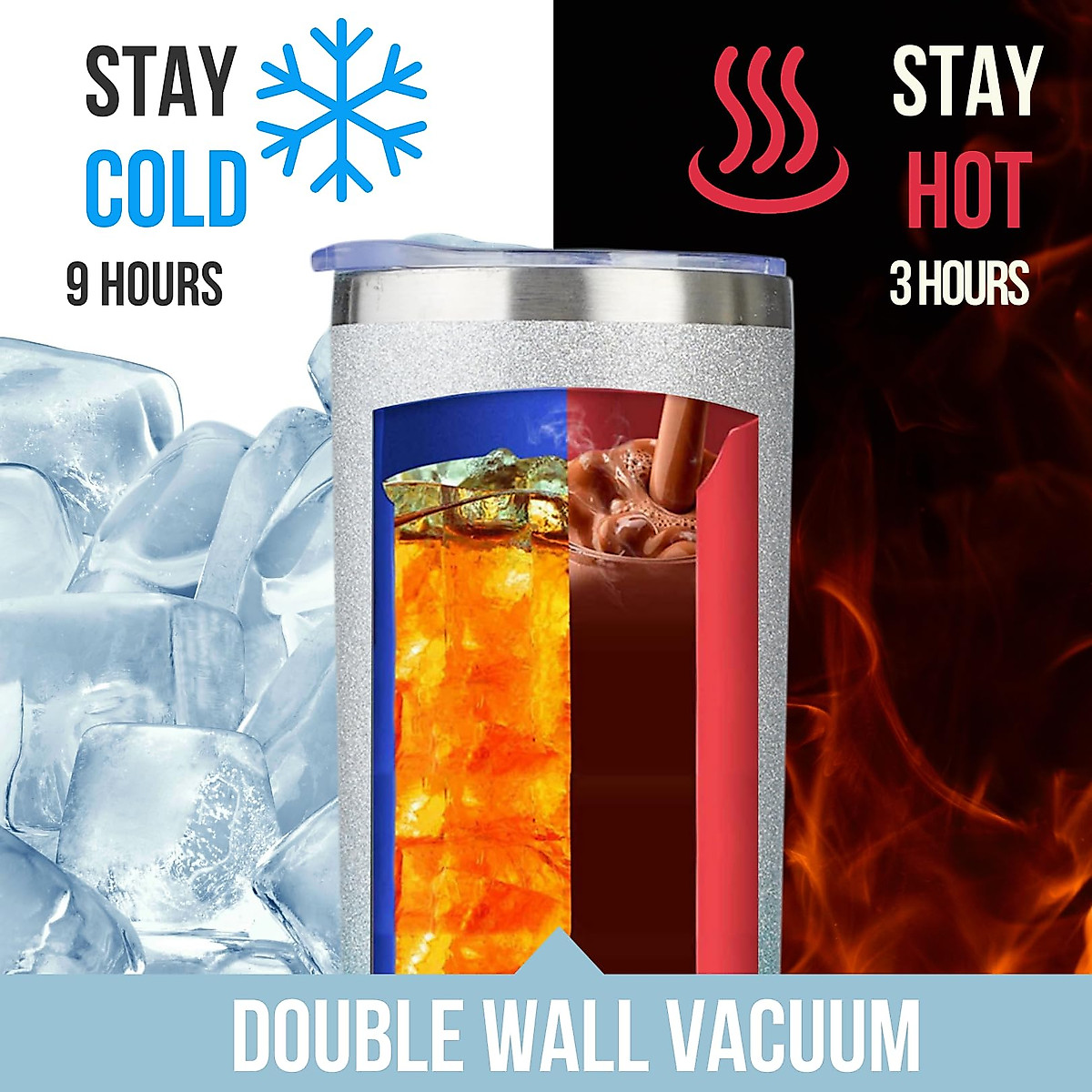 Onebttl Lake House Gifts: 20oz Stainless Steel Insulated Tumbler, Lake Life Housewarming Gift - Silver Blue