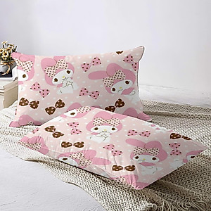 My Bunny Melody 3D Digital Print 3 Piece Bedding Set Duvet Cover Melody Decor Bedspread Cover for Kid Pink Comforter Cover Sets with 1 Quilt Cover and 2 Pillowcases