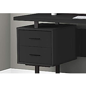 Monarch Specialties Laptop/Writing Floating Desktop-3 Storage Drawers-Reversible-Large Home Office Computer Desk, 60" L, Black/Black