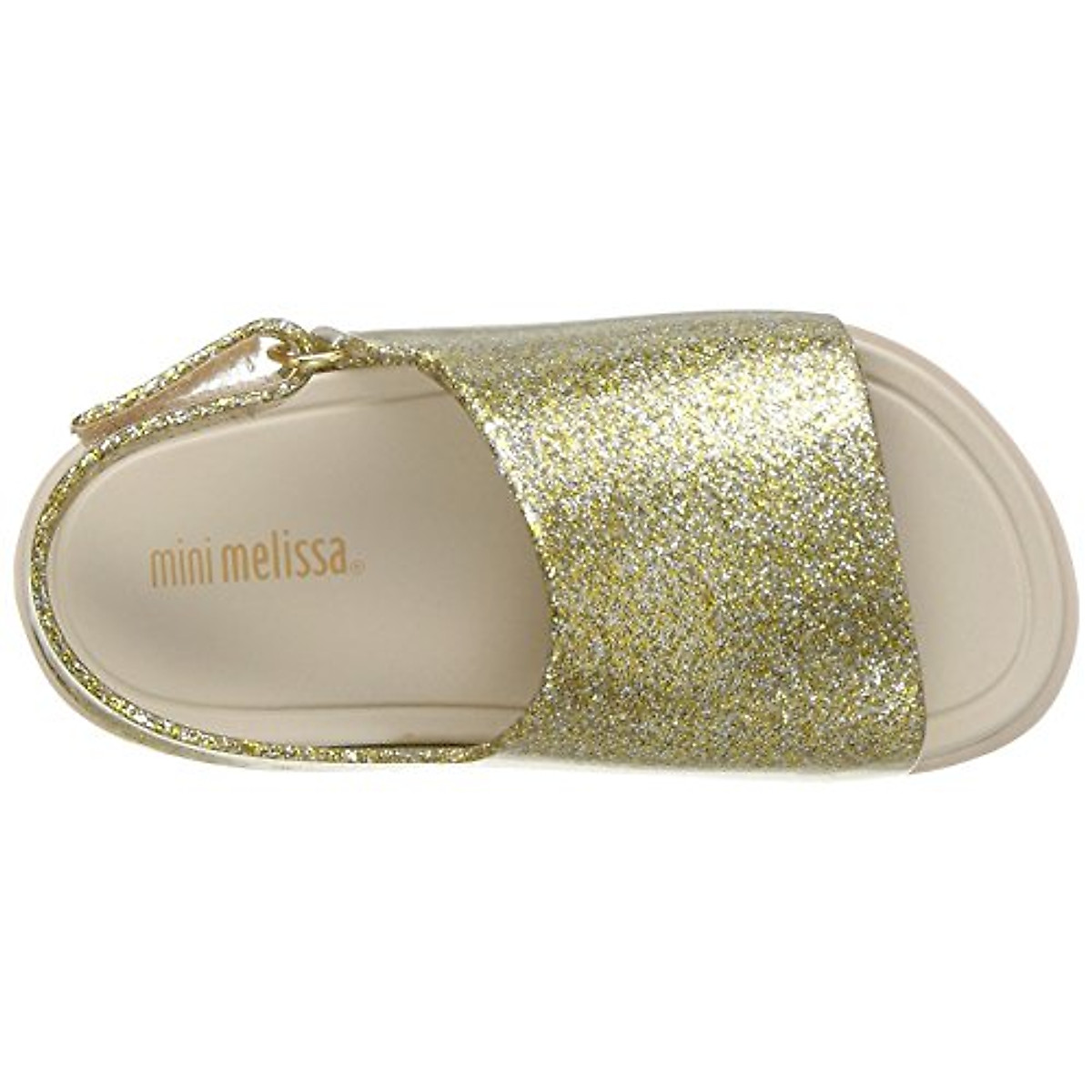 Mini Melissa Baby-Girl's Mini Beach Slide Sandal Flat, Gold Glitter, 9 M US Toddler