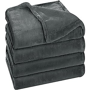 Utopia Bedding Fleece Blanket Queen Size Grey 300GSM Luxury Bed Blanket Anti-Static Fuzzy Soft Blanket Microfiber (90x90 Inches)