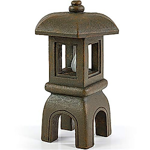 VP Home Pagoda Garden Statues Outdoor, Solar Powered Statue Japanese Garden Decor, Outdoor Zen Garden Lantern, Flickering LED Garden Light (Serenity Zen Pagoda)