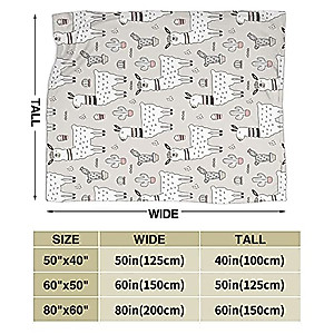 Llama and Cactus Flannel Reversible Sherpa Throw Blanket Fuzzy and Soft Fleece Bed Blanket