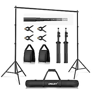 EMART Photo Video Studio 10x7Ft (WxH) Adjustable Background Stand Backdrop Support System Kit with Carry Bag