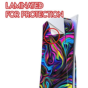 ITS A Skin Skins Compatible with Sony Playstation 5 Console Disc Edition - Protective Decal Overlay Stickers wrap Cover - Neon Color Swirl Glass