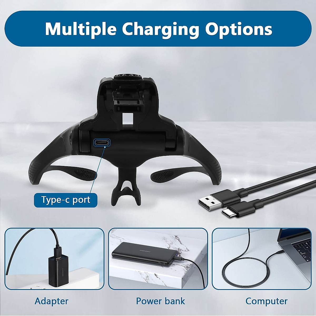 Headband Magnifying Glass with 4 LED Lights, Rechargeable Head Magnifier with 5 Detachable Lenses 1.0X, 1.5X, 2.0X, 2.5X 3.5X - Hands Free Lighted Magnifier Glass for Jewelry, Crafts, Cross Stitch