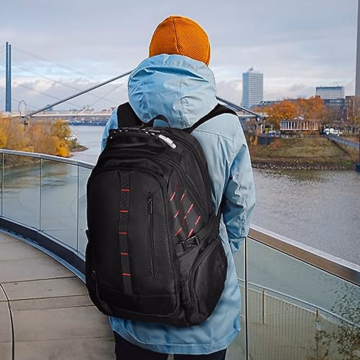 Lekakii Travel Laptop Backpack for Men, Extra Large Waterproof Backpack for Traveling On Airplane, 17.3 Inch Business Computer Bag Black Backpack 45L