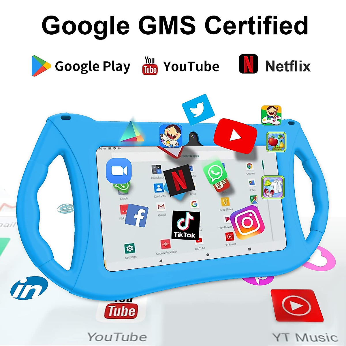 RliyOliy Kids Tablet, 7 inch Android 12 Tablet for Kids, 3GB RAM 32GB ROM Toddler Tablet with Bluetooth, WiFi, GMS, Parental Control, Dual Camera, Educational, Games(Blue)