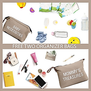 CHQEL Diaper Tote with 2 Organizers, Multifunctional Mommy Bag for Hospital & Baby Diaper Travel Care