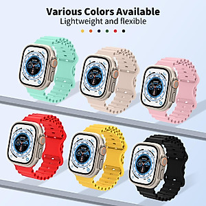 6 Packs Ocean Band Compatible with Apple Watch Ultra Band 49mm 46mm 45mm 44mm 42mm 41mm 40mm 38mm for women Men,Soft Waterproof Silicone Sport Strap for iWatch Bands Series Ultra 10 9 8 7 6 5 4 3 2 1 SE