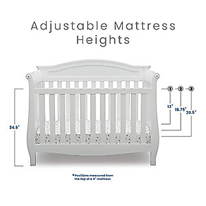 Delta Children Lancaster 4-in-1 Convertible Baby Crib, Bianca White