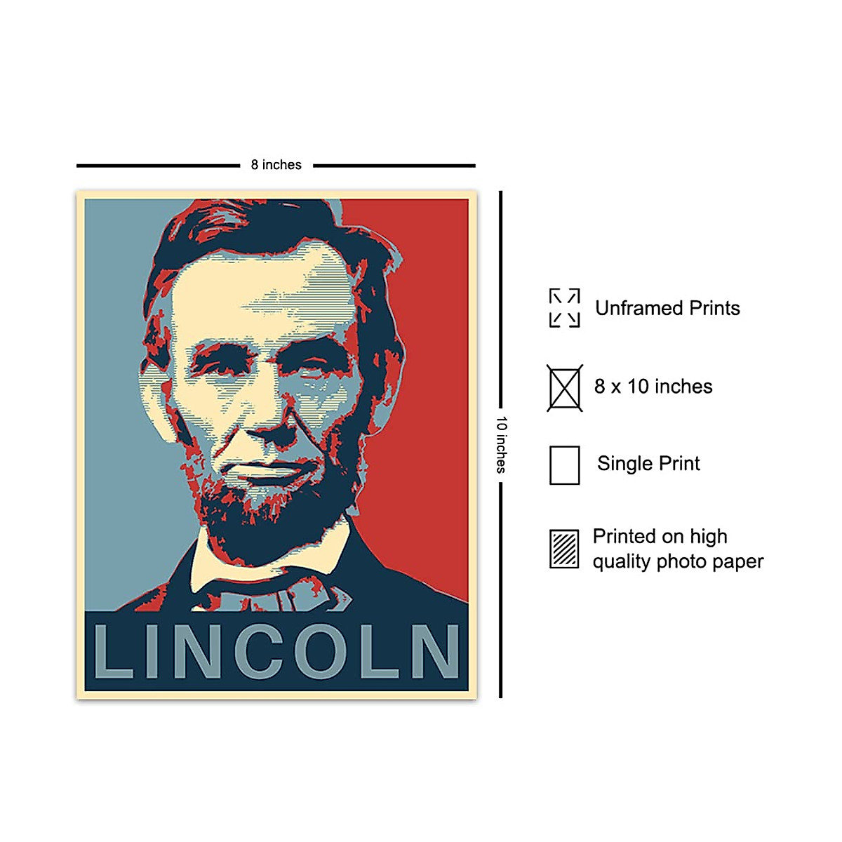 Abraham Lincoln Poster - Abe Lincoln Patriotic Wall Decor for Office, Home, Living Room, Den - Abraham Lincoln Gifts for Patriots, Republicans, Conservatives, Democrats, Liberals - USA US Wall Art