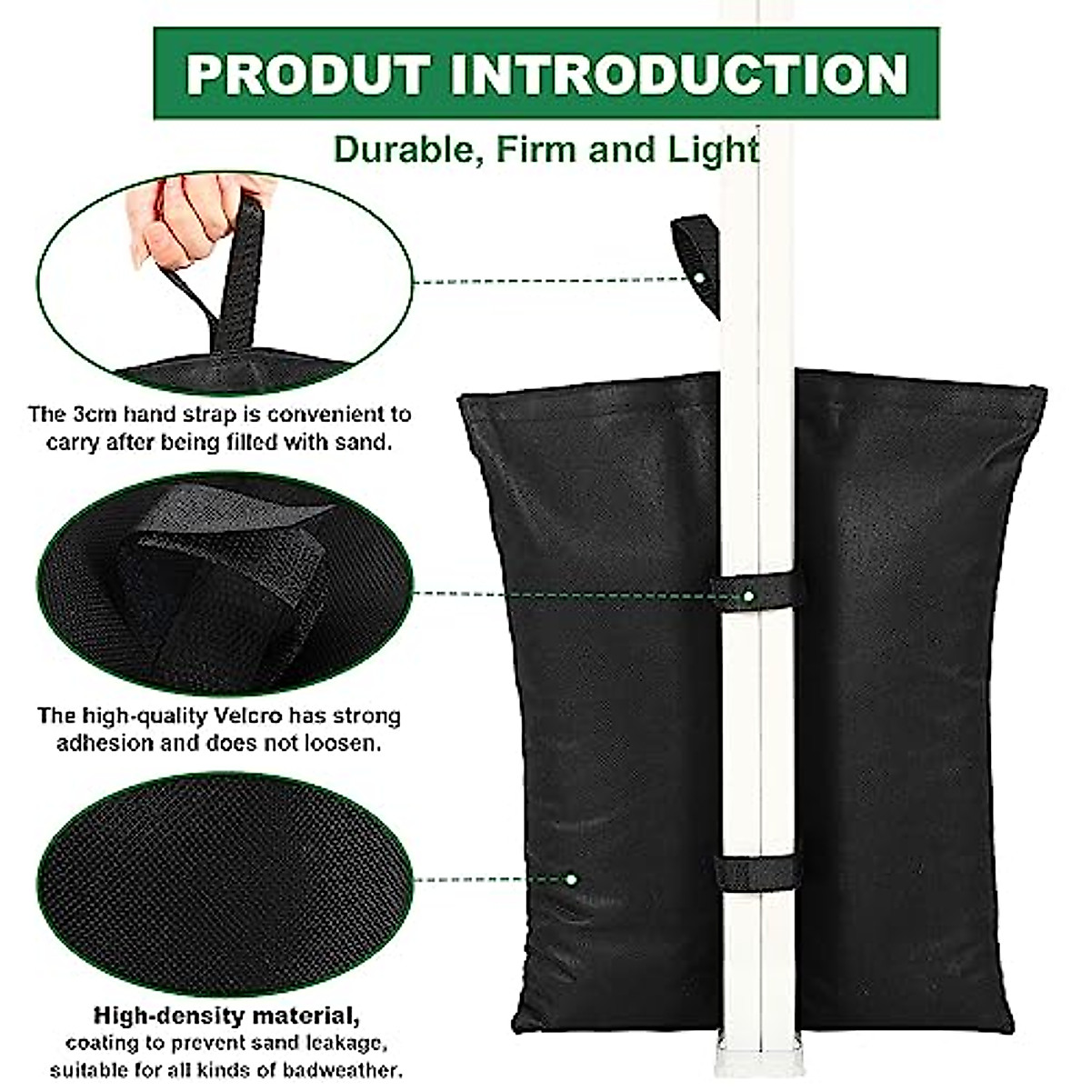 Nuenen 20 Pcs Canopy Weights Sand Bags Large Tent Weights 560 LBS Heavy Duty Gazebo Weights with Shovel for Outdoor Patio Canopy Tent Shelter Umbrella Instant Canopies Without Sand (Black)