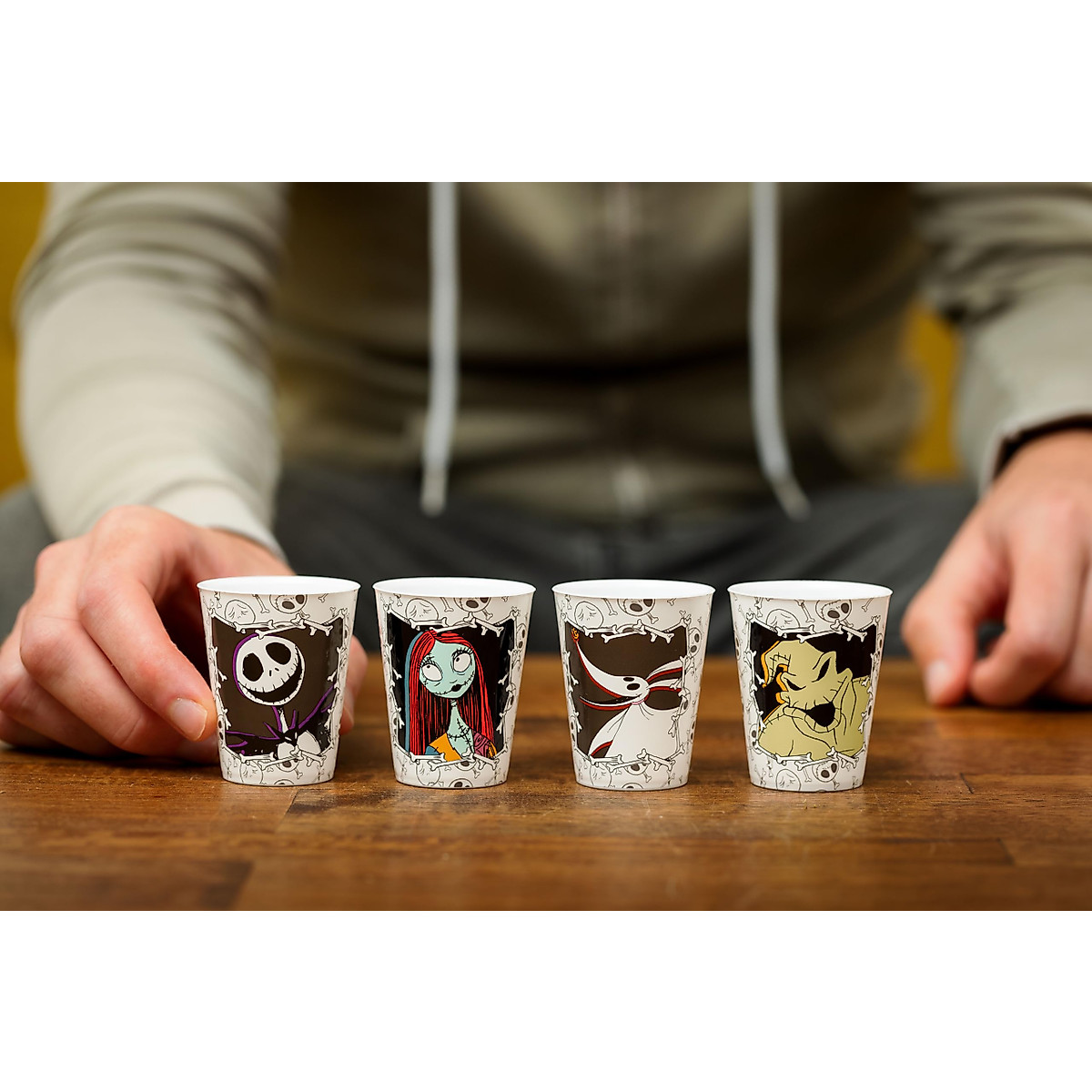 Silver Buffalo Disney Nightmare Before Christmas Character 4 Pack Plastic Mini Cup Set, 1.5 Ounces