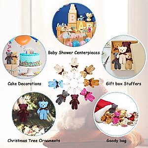 Skylety 24 Pcs 4.7 Inch Mini Bear Toy Tiny Bears Doll Bulk Multicolor Soft Plush Stuffed Animals Small Bears for Keychain DIY Craft Baby Shower Birthday Valentine's Day Gifts