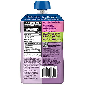 Plum Organics | Stage 2 | Organic Baby Food Meals [6+ Months] | Apple, Raspberry, Spinach & Greek Yogurt | 3.5 Ounce Pouch (Pack Of 6) Packaging May Vary
