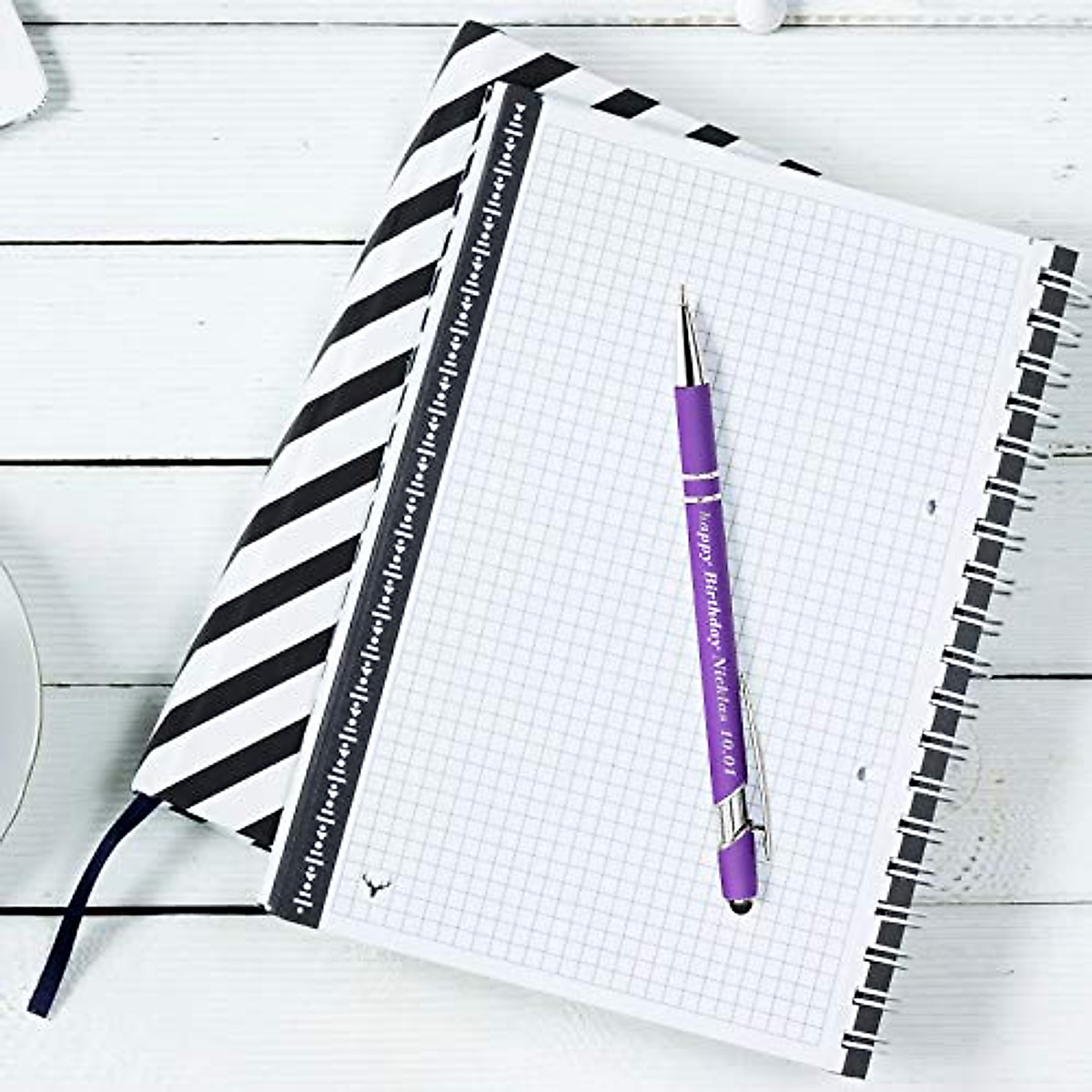 24 PCS Personalized Pens in Bulk with Stylus Tip, Custom Engraving Pens, Soft Touch Ballpoint Pen with Name - Free Personalization Black Ink- for Christmas, Anniversary, Graduation, Office, Memory