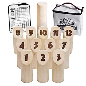 GoSports Skittle Scatter Numbered Block Toss Game with Scoreboard and Tote Bag - Fun Outdoor Game for All Ages